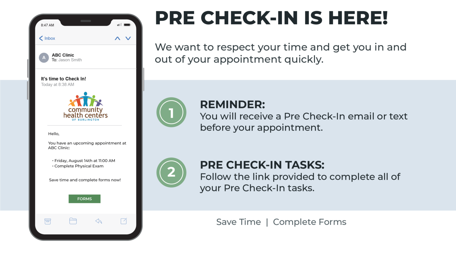 Pre Check-In Guide for Patients - CHCB - Community Health Centers